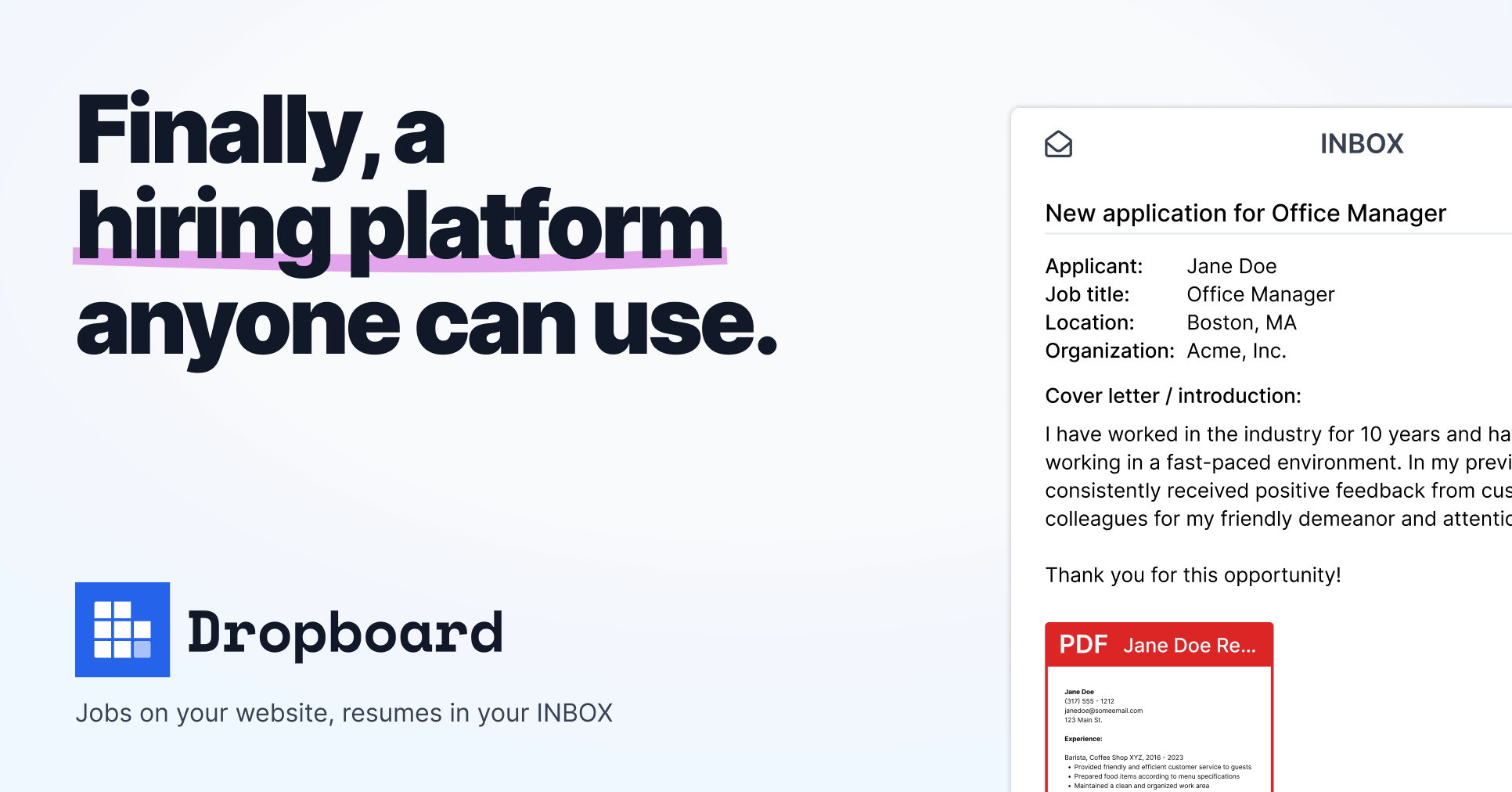 Dropboard | Hiring platform anyone can use